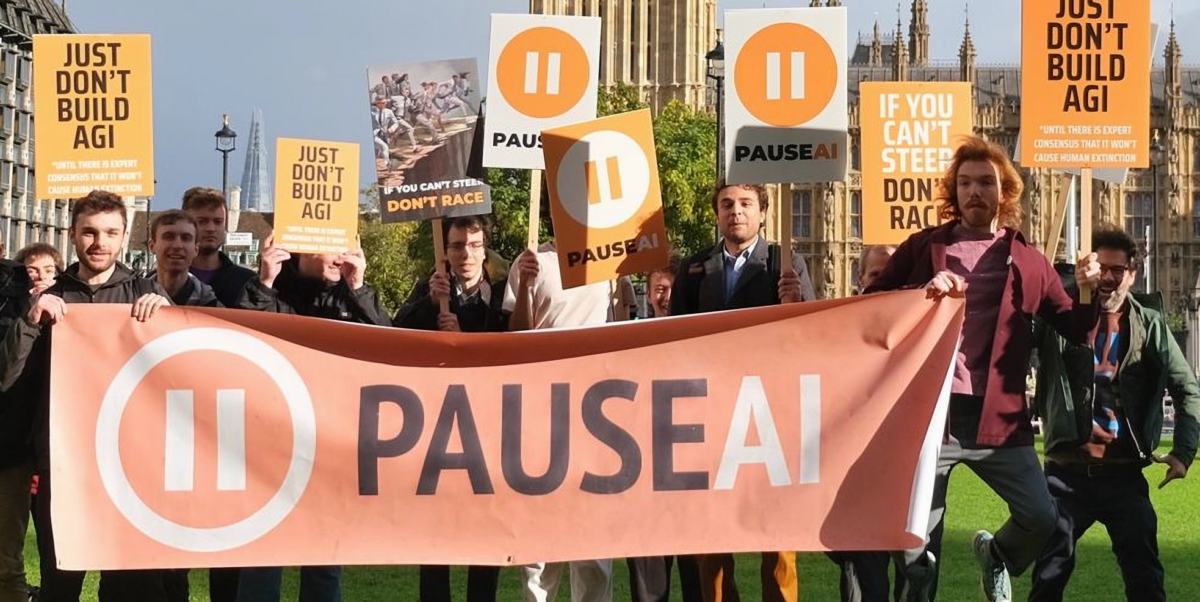 Pause AI and No AGI activists protest against AGI outside OpenAI office Pause AI and No AGI activists protest against AGI outside OpenAI office